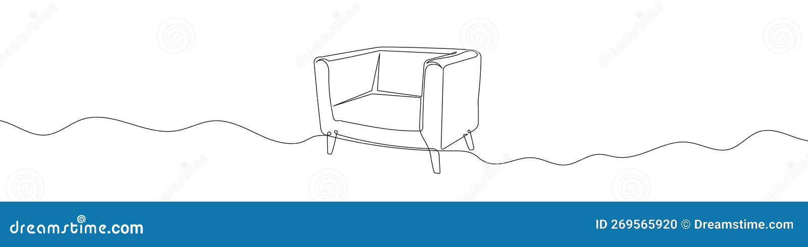 Continuous Linear Drawing of Armchair.Single Line Drawing of Chair ...