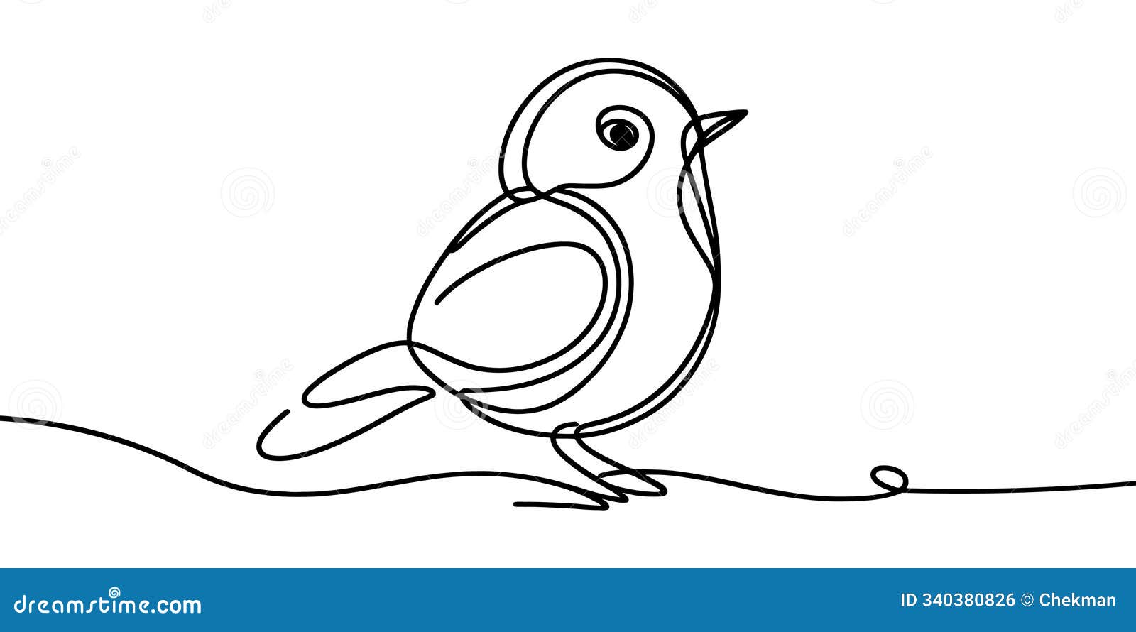 Continuous Linear Drawing of Bird. One Line Drawing Bird. Bird in One ...