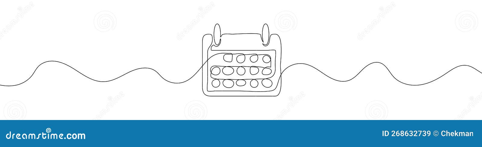 Continuous Linear Drawing of Calendar. Single Line Drawing of Calendar ...