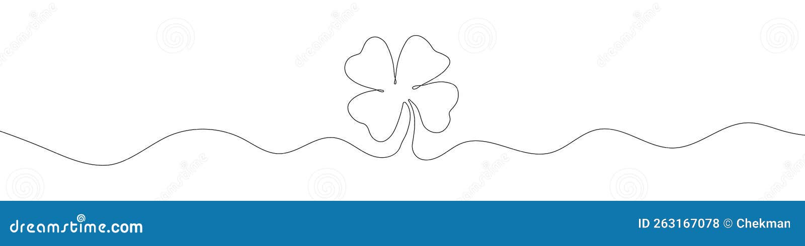 Continuous Linear Drawing of Clover Leaves. One Line Drawing Background ...