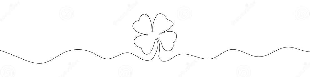 Continuous Linear Drawing of Clover Leaves. One Line Drawing Background ...