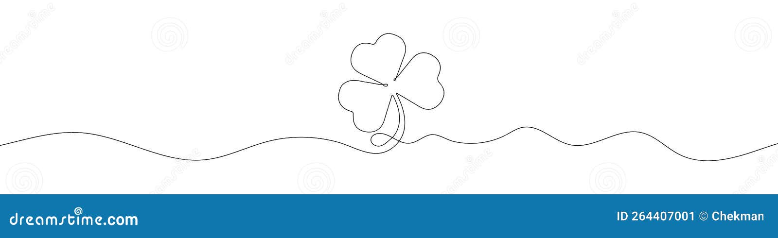 Continuous Linear Drawing of Clover Leaves. One Line Drawing Background ...
