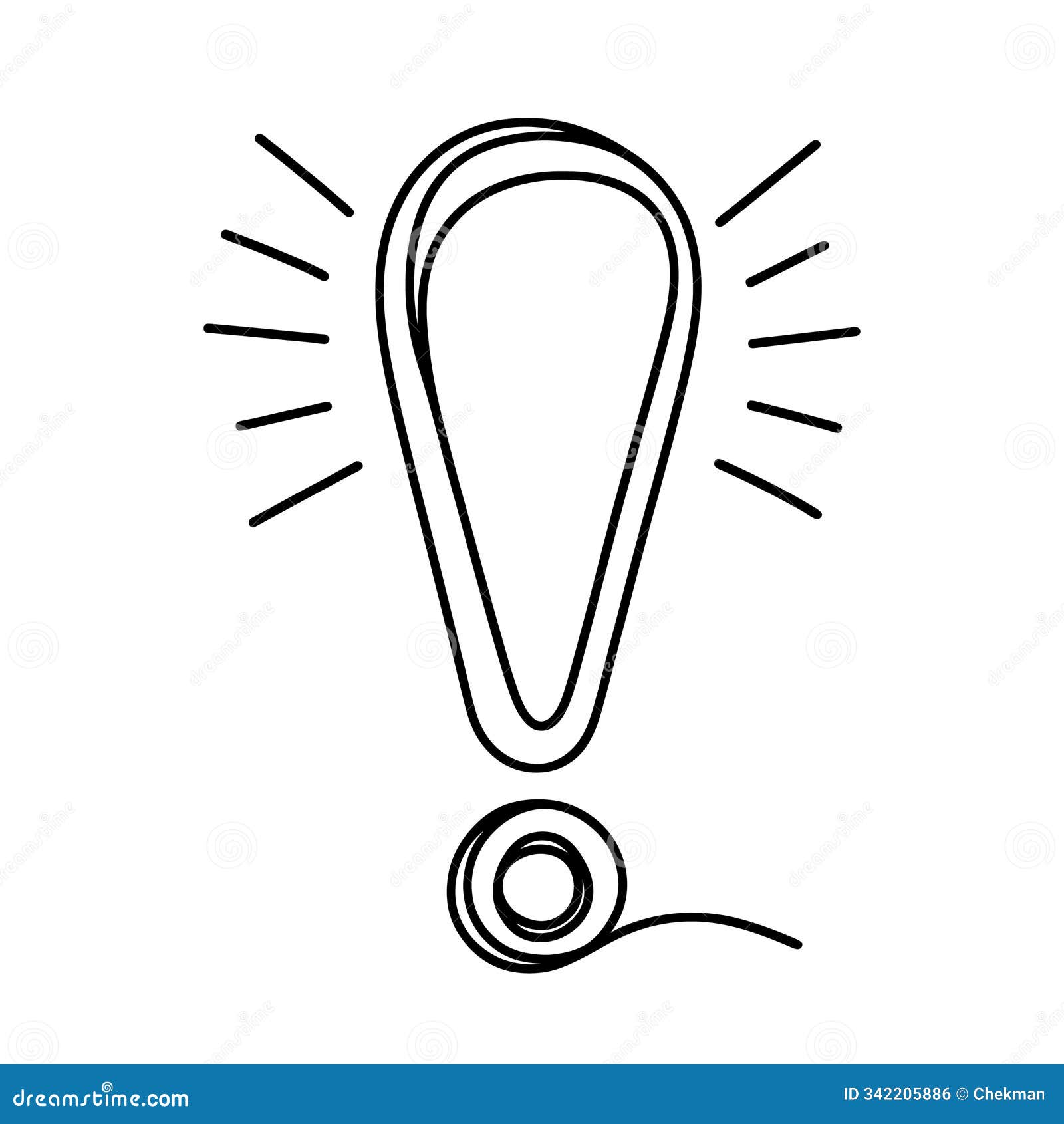 Continuous Linear Drawing of Exclamation Mark. Single-line Drawing of ...