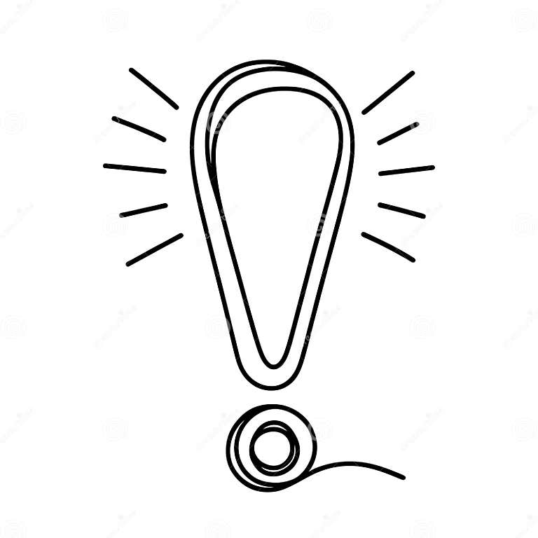 Continuous Linear Drawing of Exclamation Mark. Single-line Drawing of ...