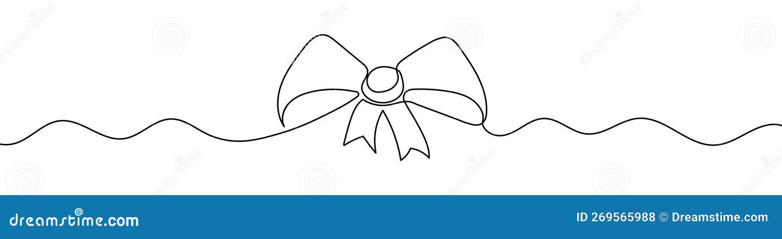 Continuous Linear Drawing of Gift Bow. One Line Drawing Background ...