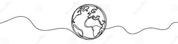 Continuous Linear Drawing of the Globe. Single-line Drawing of the ...