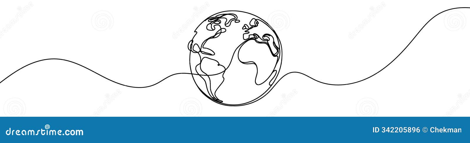 Continuous Linear Drawing of the Globe. Single-line Drawing of the ...