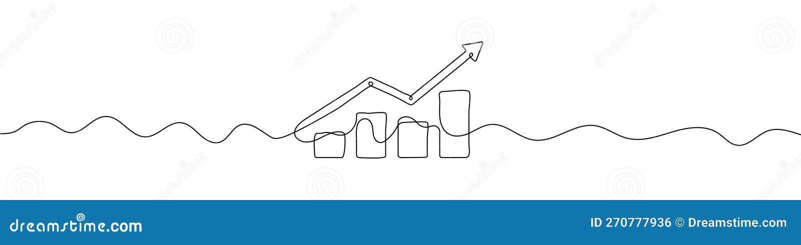 Continuous Linear Drawing of Growing Graph. Business Chart with Up ...