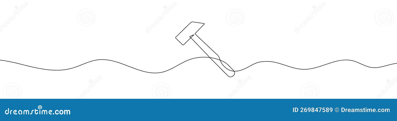 Continuous Linear Drawing of Hammer. Single Line Drawing of Hammer ...
