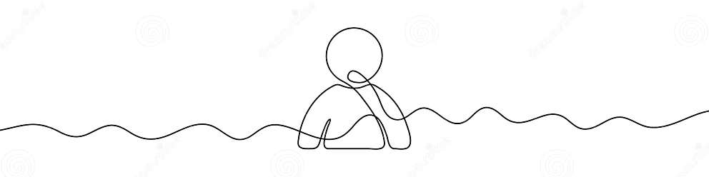 Continuous Linear Drawing of Man. Single Line Drawing of a Silhouette ...