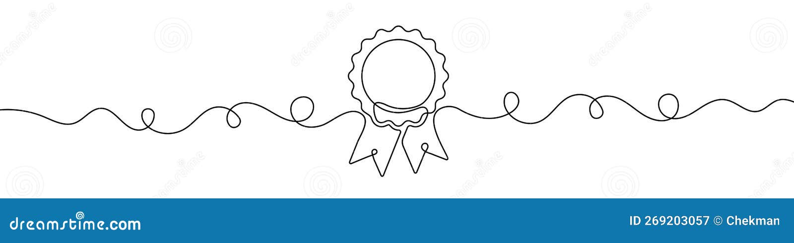 Continuous Linear Drawing of Medal. Single Line Drawing of Award Win ...