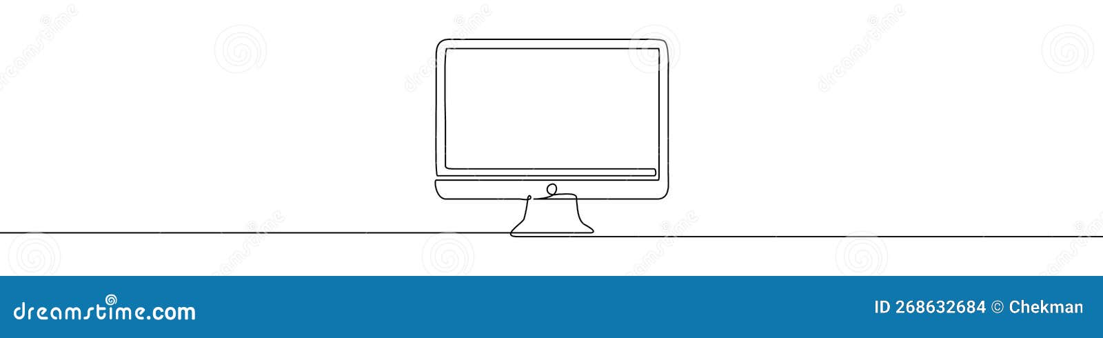Continuous Linear Drawing of Monitor. Single Line Drawing of Monitor ...