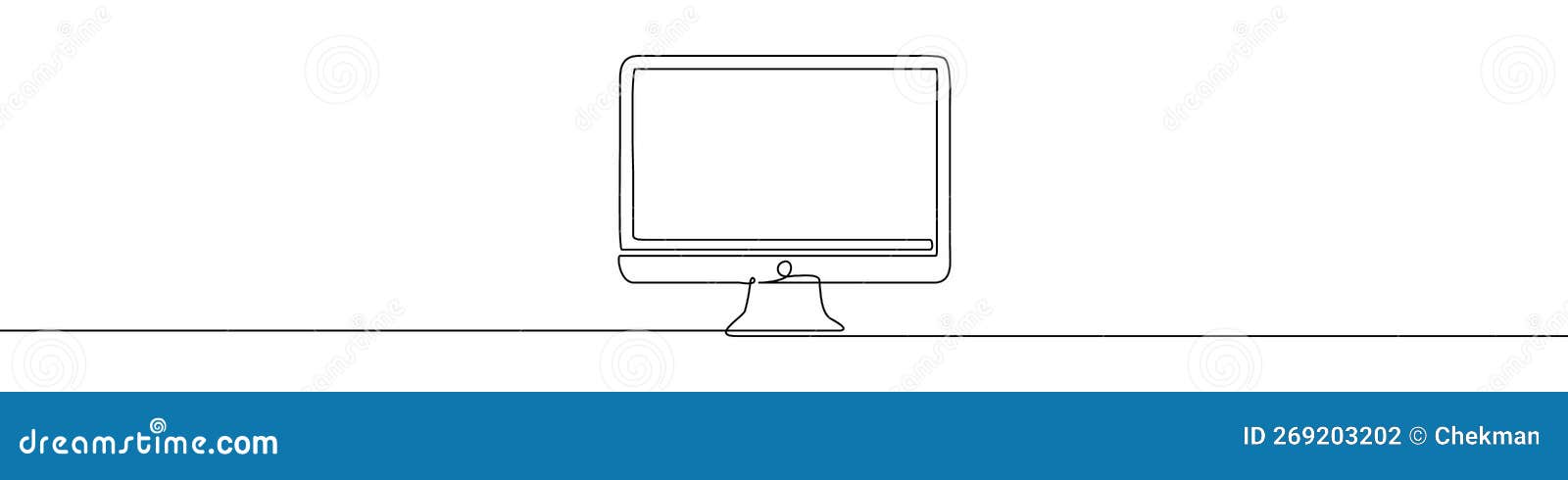 Continuous Linear Drawing of Monitor. Single Line Drawing of Monitor ...