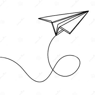 Continuous Linear Drawing of Paper Airplane. One Line Drawing Paper ...