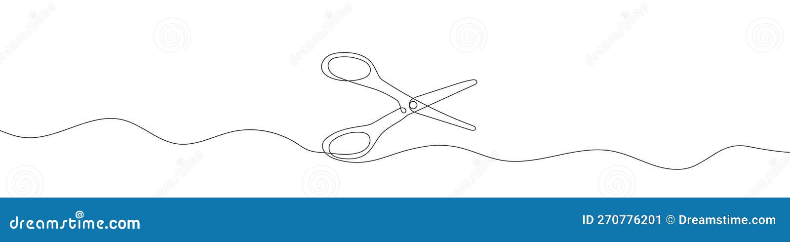 Continuous Linear Drawing of Scissors. Single Line Drawing of Scissors ...