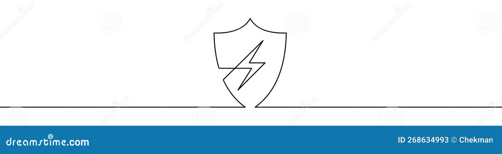 Continuous Linear Drawing of Shield with Lightning. Safety Concept ...