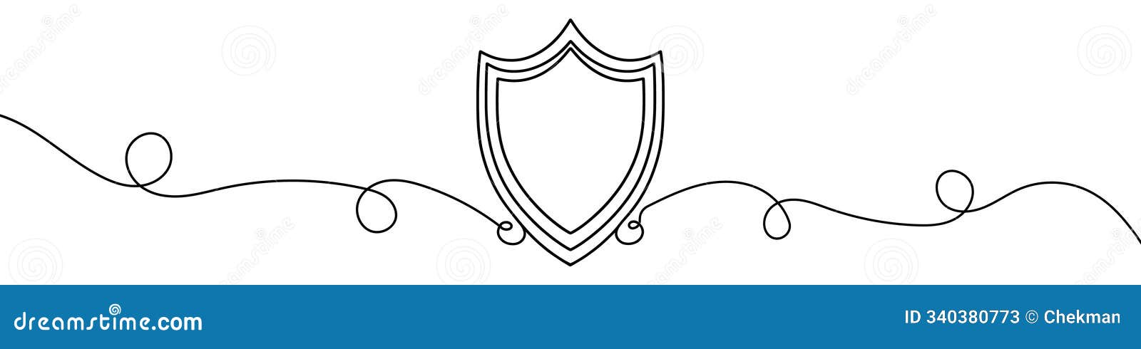 Continuous Linear Drawing of Shield. One Line Drawing Shield. Shield in ...