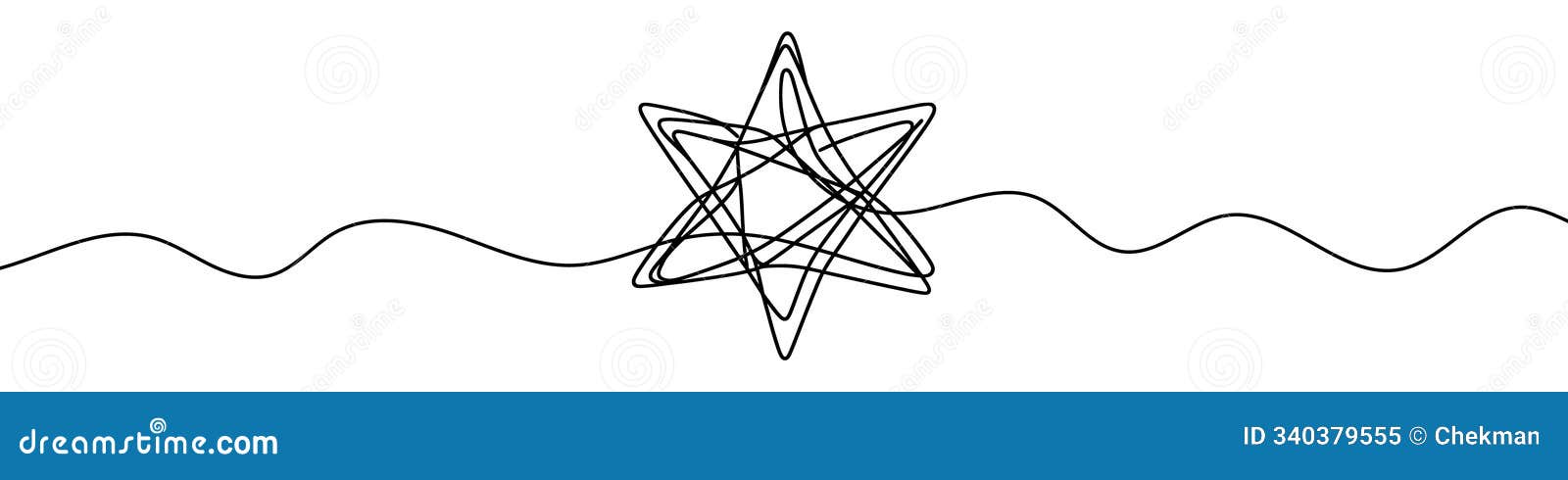 Continuous Linear Drawing of Star. One Line Drawing Star Stock Vector ...