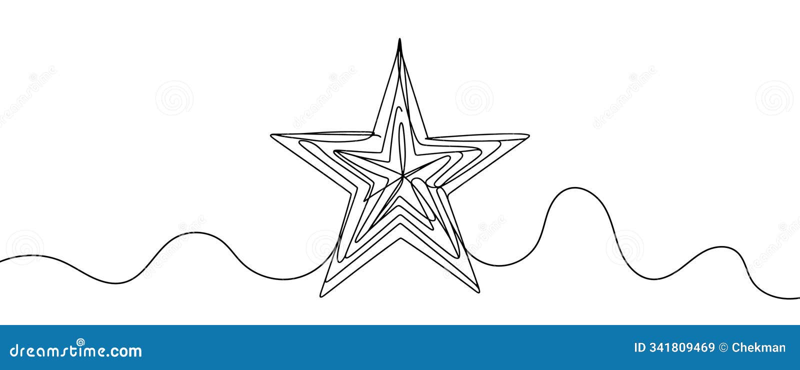 Continuous Linear Drawing of Star. One Line Drawing Star Stock ...