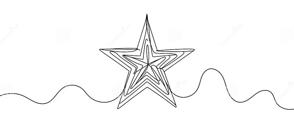 Continuous Linear Drawing of Star. One Line Drawing Star Stock ...