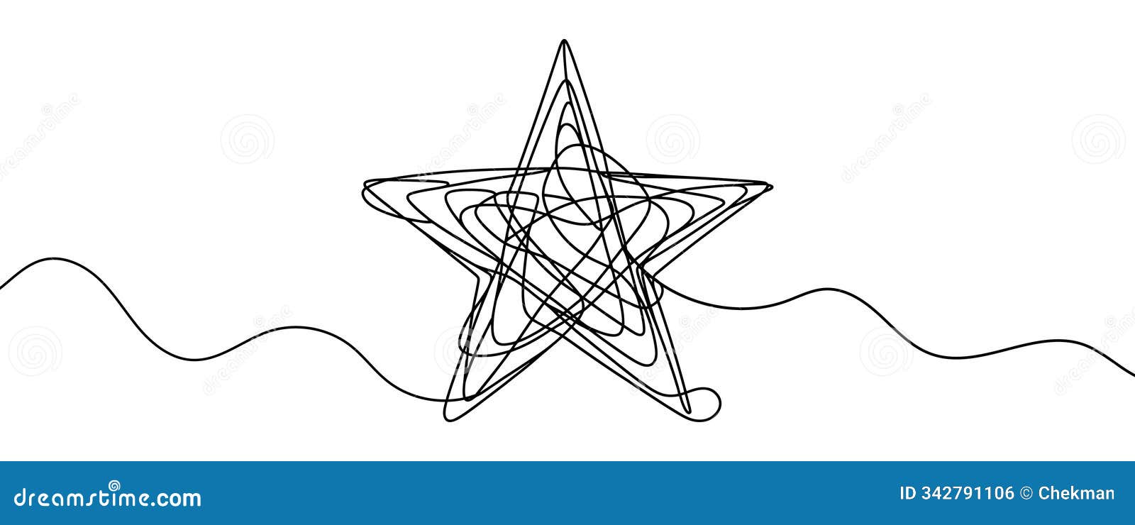 Continuous Linear Drawing Of Star. One Line Drawing Star. Star In One ...
