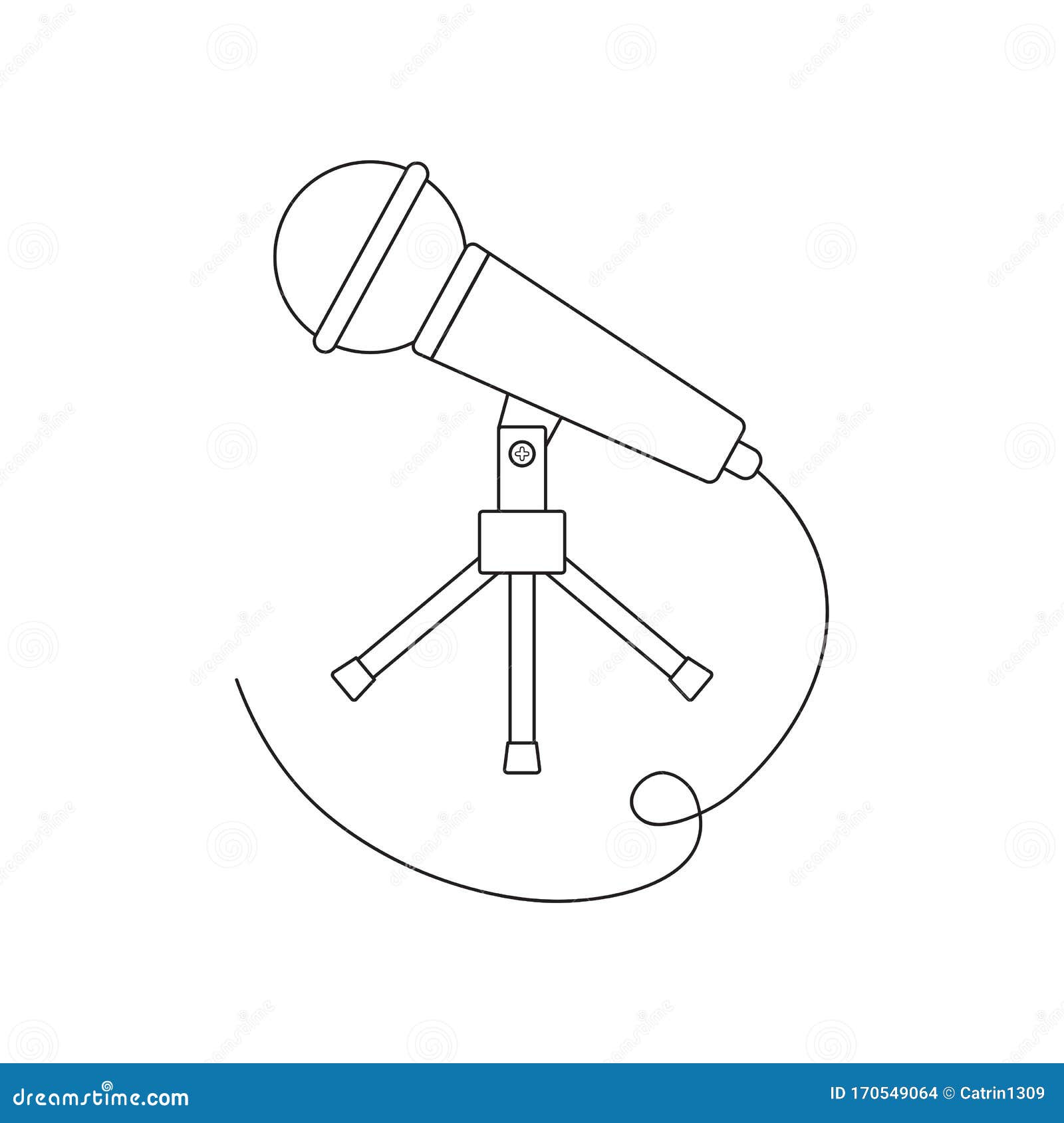 Continuous Linear Drawing of a Vector Wired Dinamic Microphone Icon ...