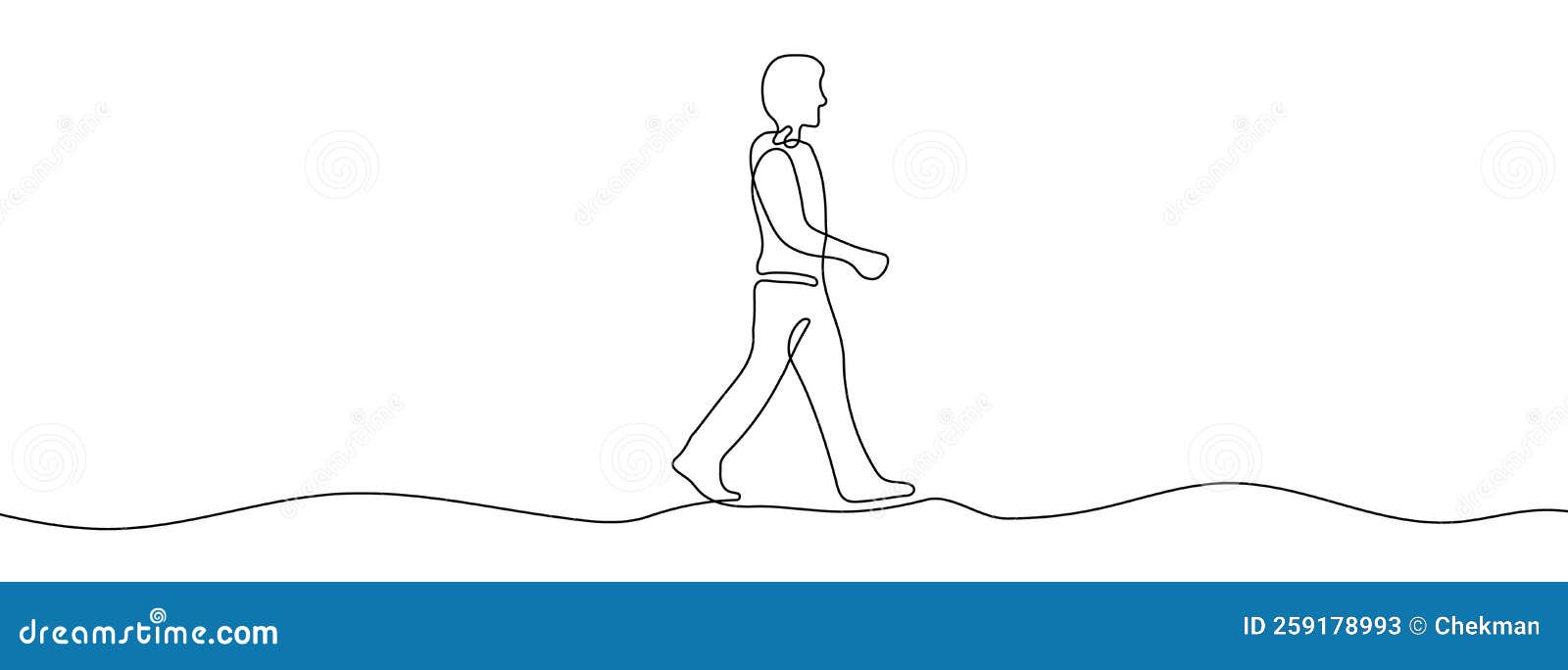 Continuous Linear Drawing of Walking Person. Vector Illustration Stock ...