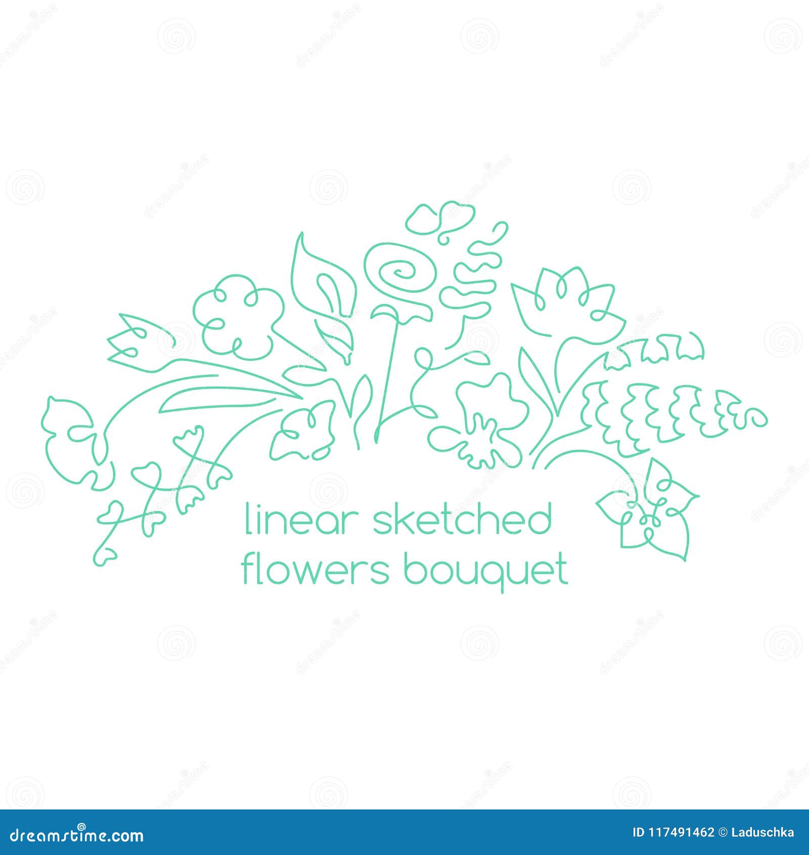 Continuous Linear Flowers Composition Stock Vector - Illustration of ...