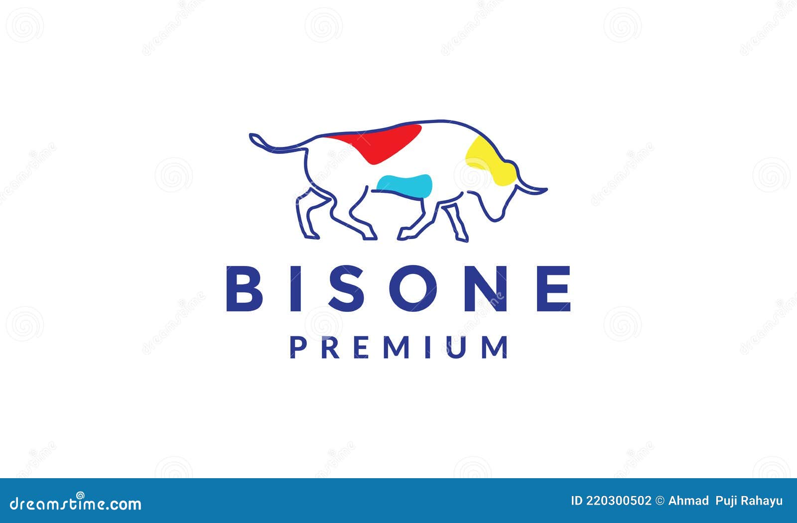 Continuous Lines Colorful Bison Logo Symbol Vector Icon Illustration ...