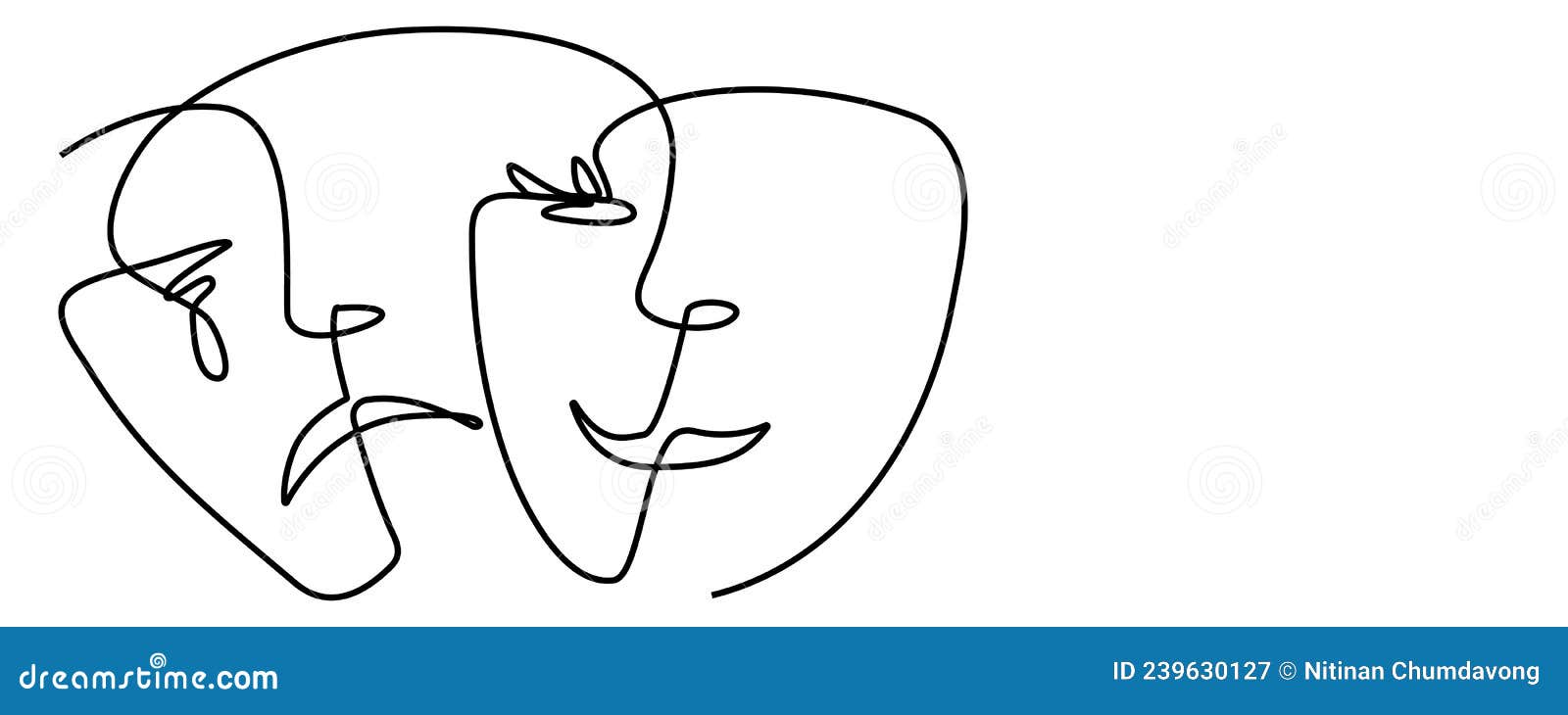 Continuous Lines, Sad Face and Happy Smile. Social Expression Stock ...