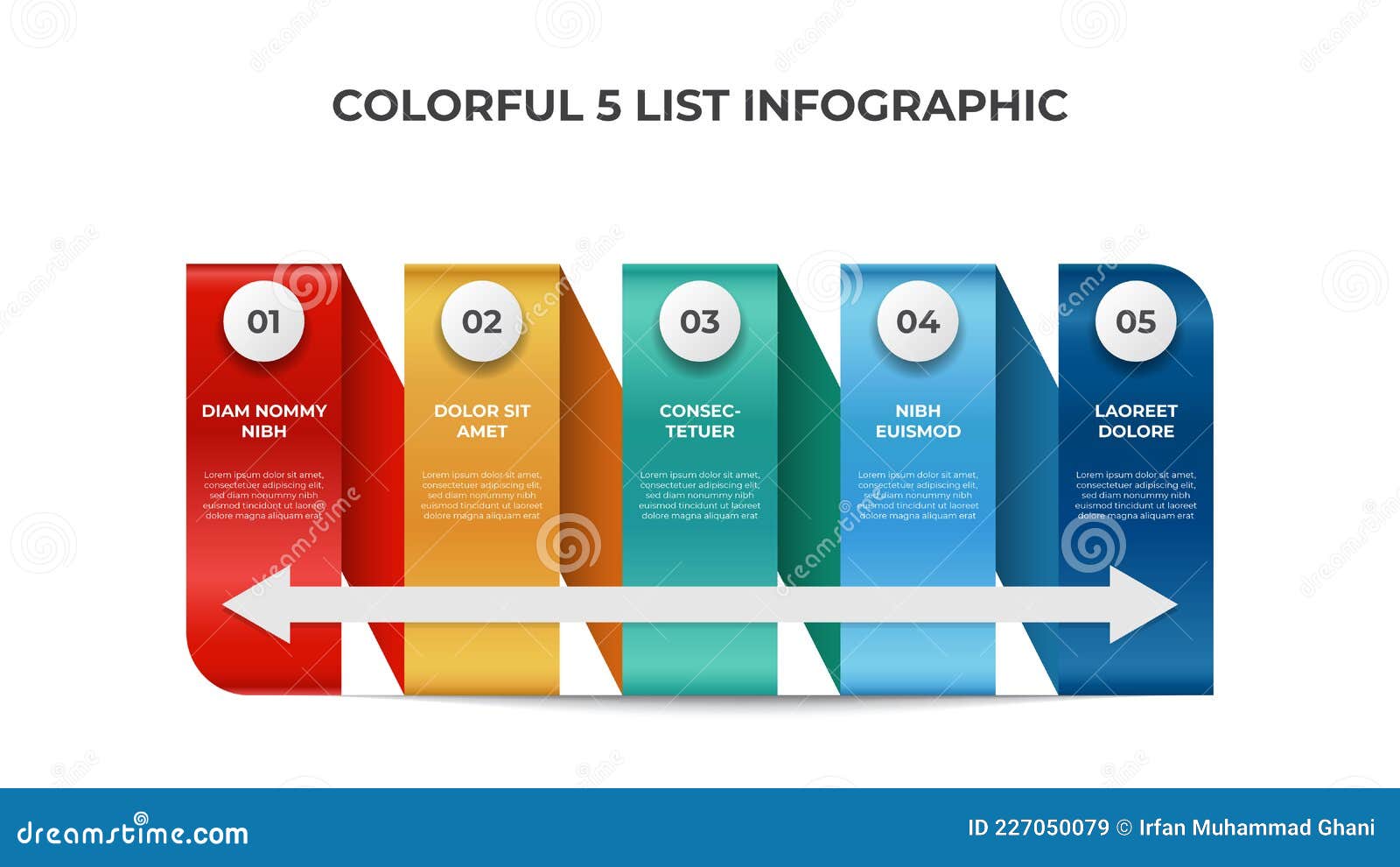 List Diagram with 5 Points, Infographic Element Layout Template Vector ...