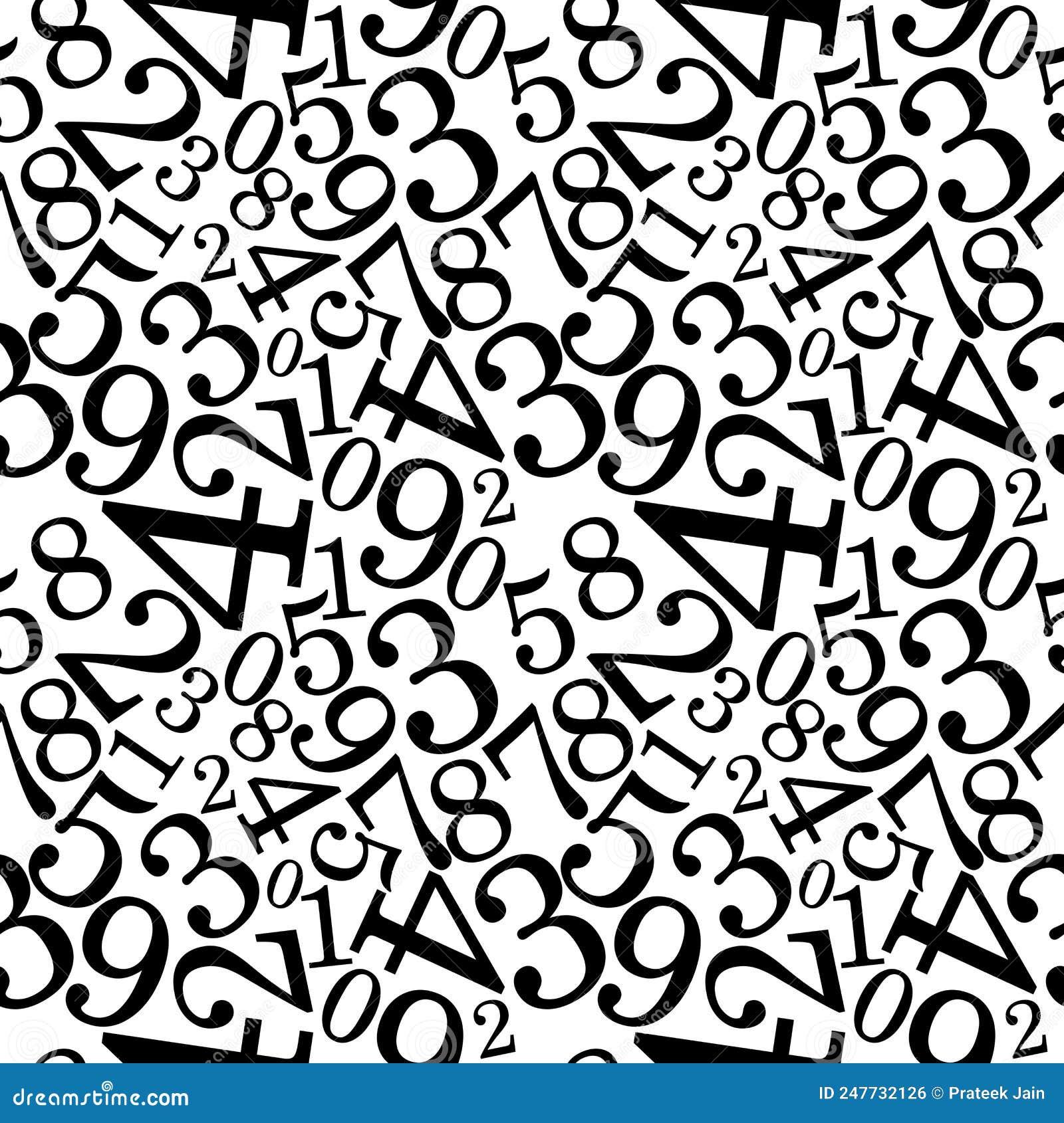 Continuous Numbers Pattern Repeatable.Seamless Pattern with Black Hand ...