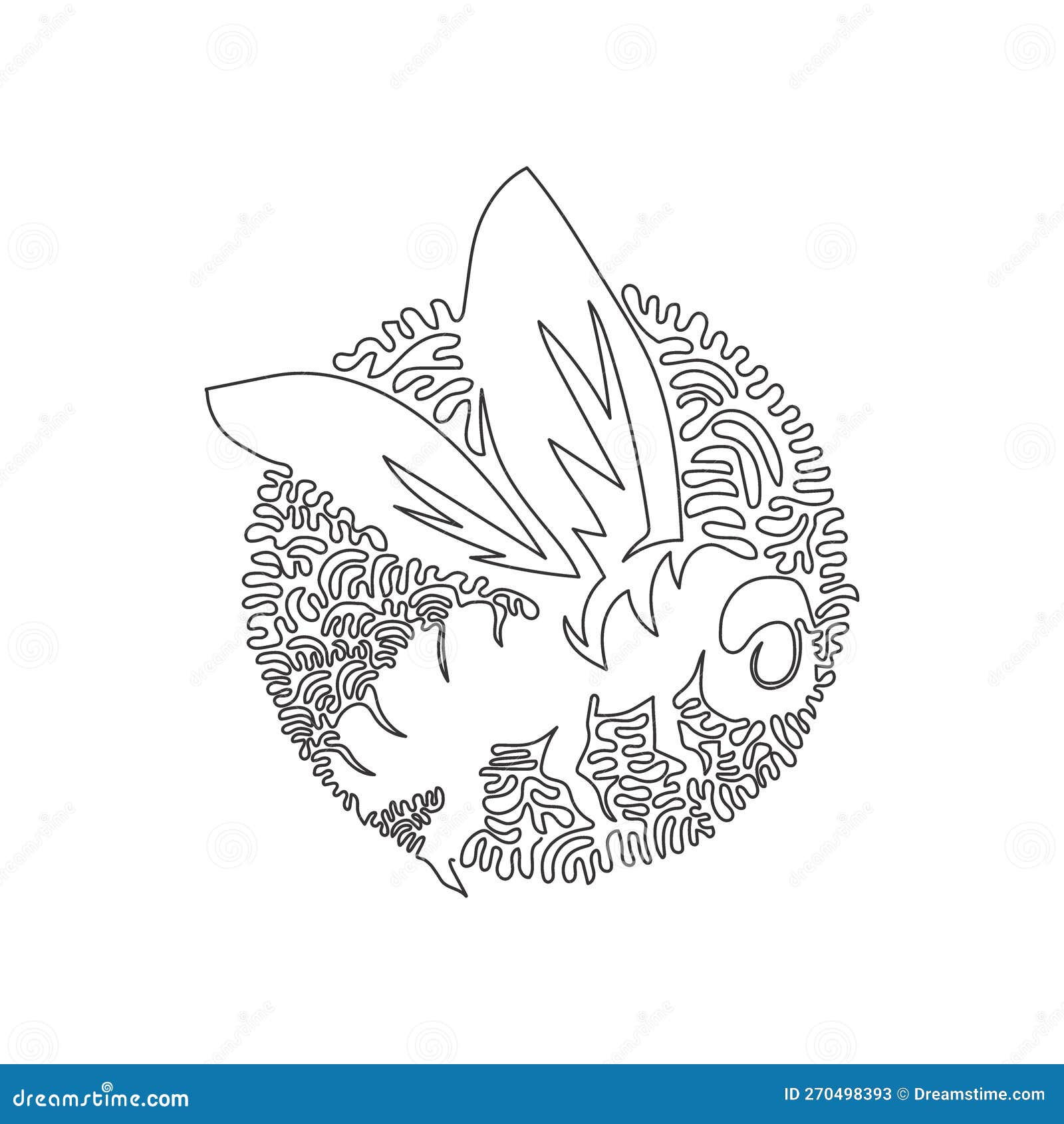 Continuous One Line Drawing of Exotic Bee Abstract Art in Circle. Stock ...