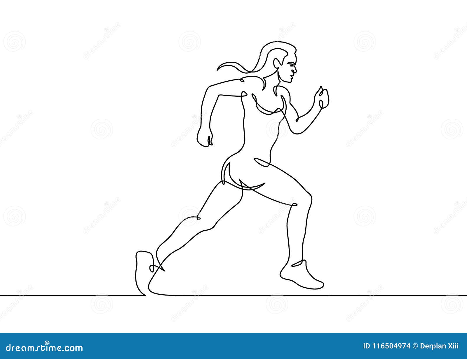 Continuous One Drawn Line Girl Runner Stock Vector - Illustration of ...