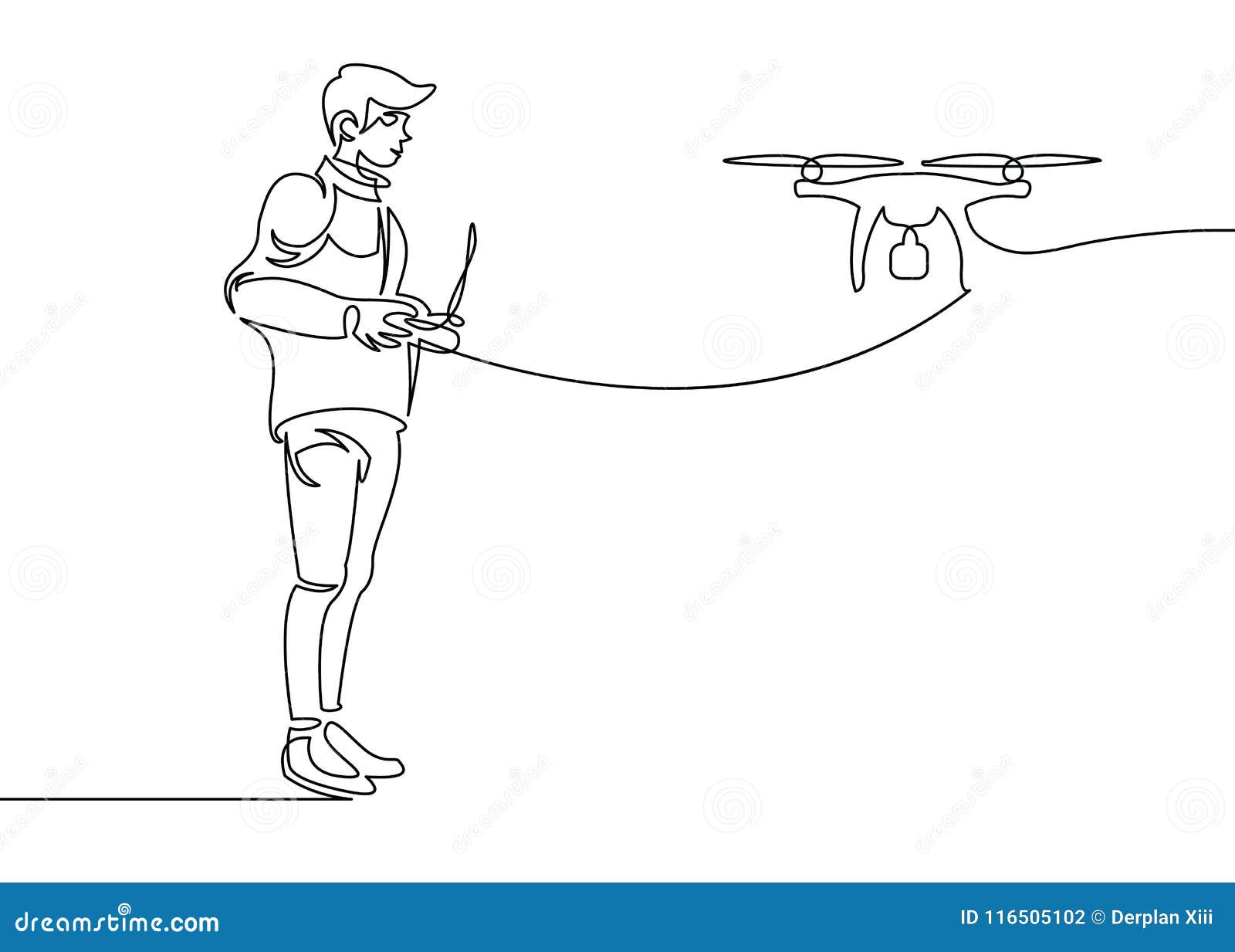 Continuous One Drawn Line Drone Stock Vector - Illustration of aviation ...