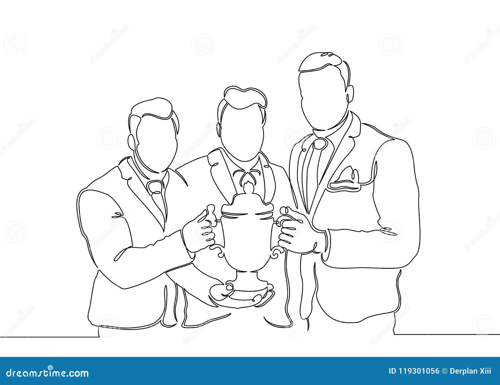 Continuous One Drawn Single Line Winning Cup in the Hands of the Winner ...