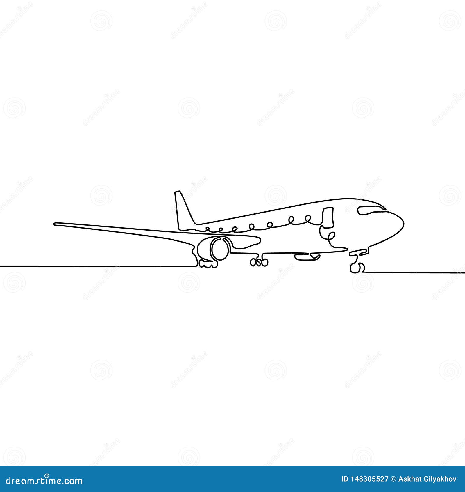 Continuous One Line Airplane, Vector Illustration Stock Vector ...