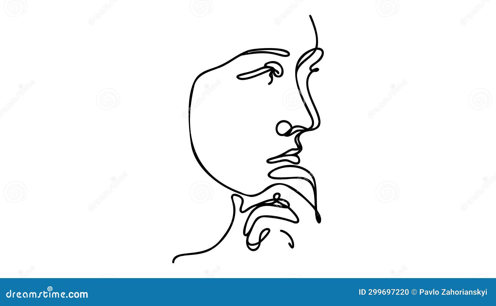 Continuous One Line Art Drawing of Woman Confused Thinking Stock Vector ...