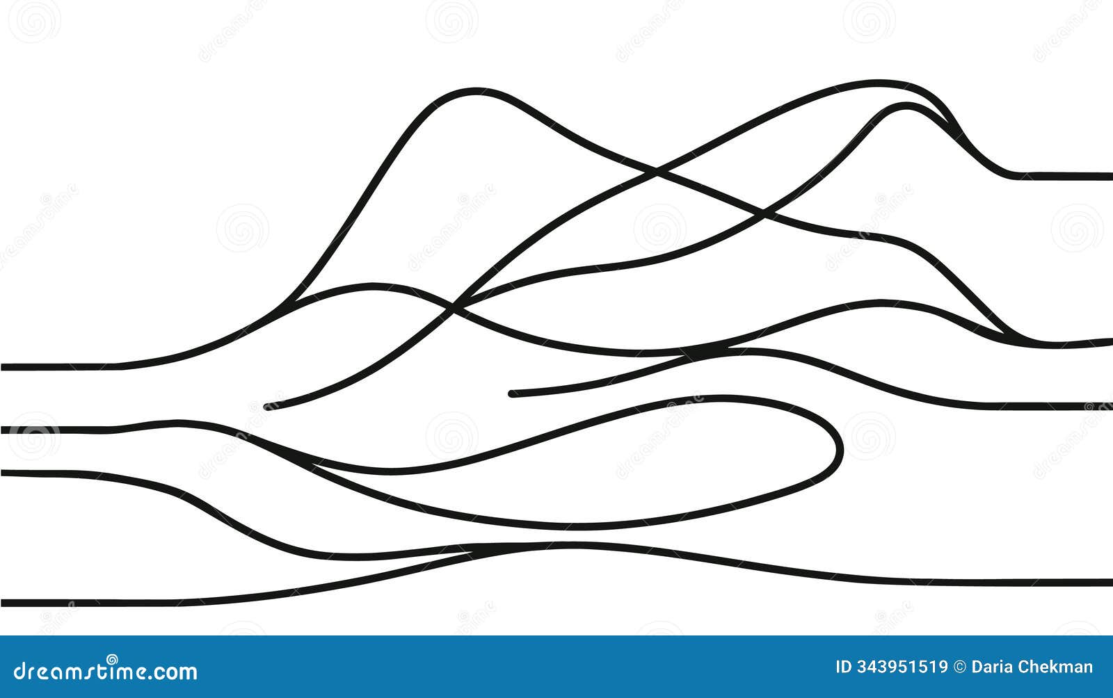 Continuous One Line Art Hand Drawn Pro Vector Minimalist Mountain ...