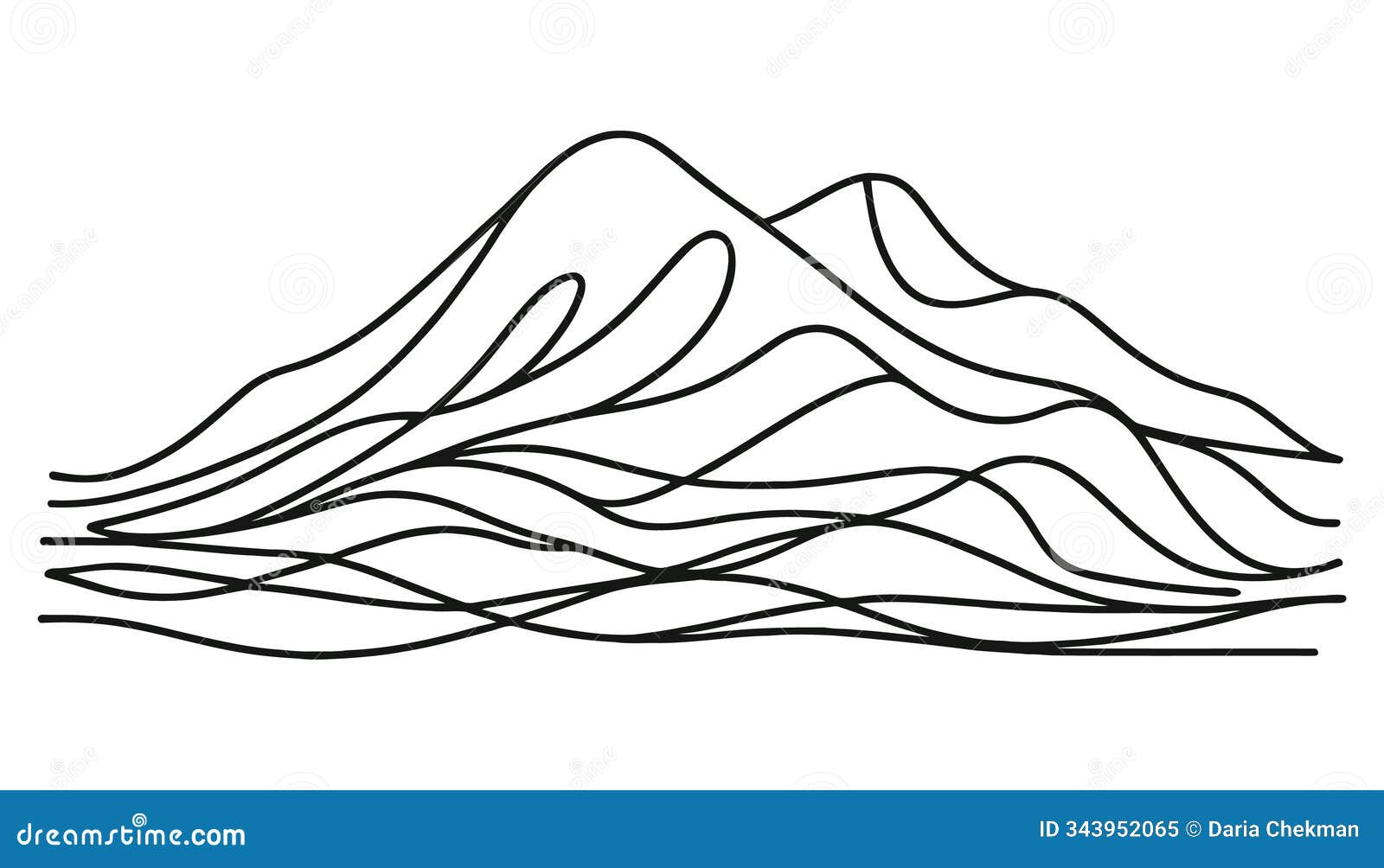 Continuous One Line Art Hand Drawn Pro Vector Minimalist Mountain ...