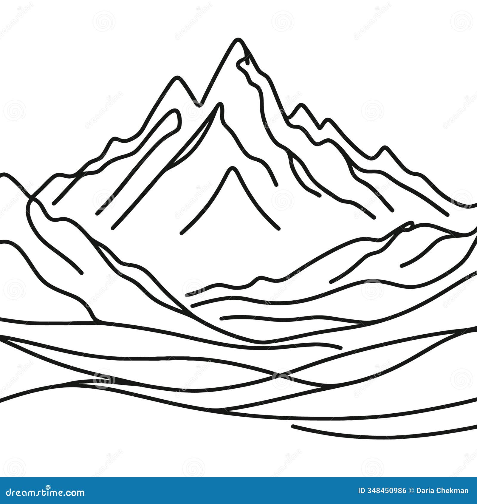 Continuous One Line Art Hand Drawn Pro Vector Minimalist Mountain ...