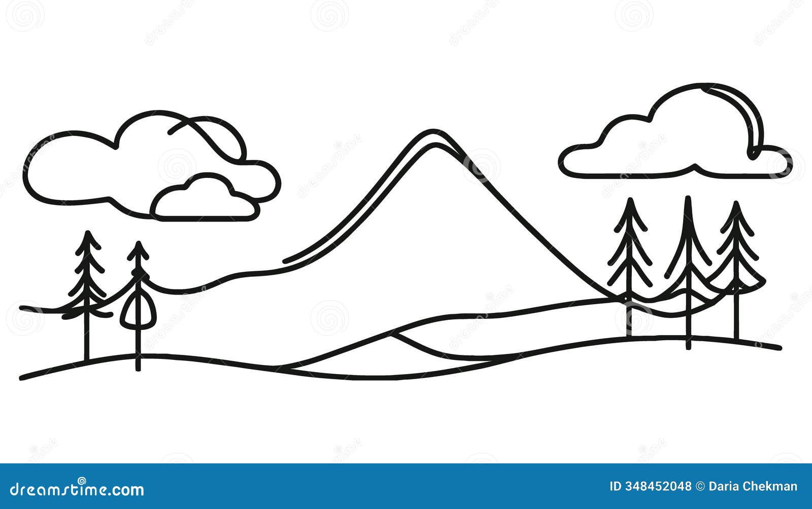 Continuous One Line Art Hand Drawn Pro Vector Minimalist Mountain ...