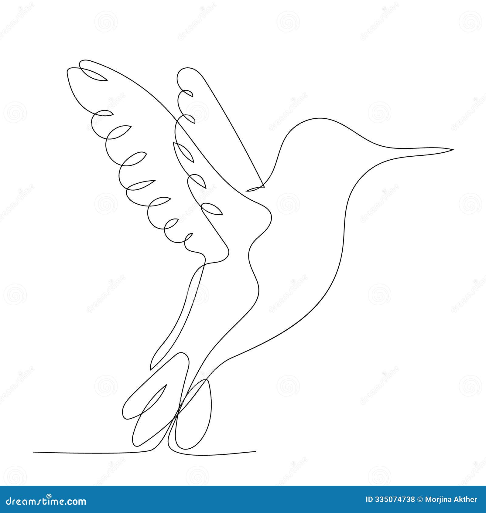 Continuous One Line Art of a Humming Bird. Stock Vector - Illustration ...