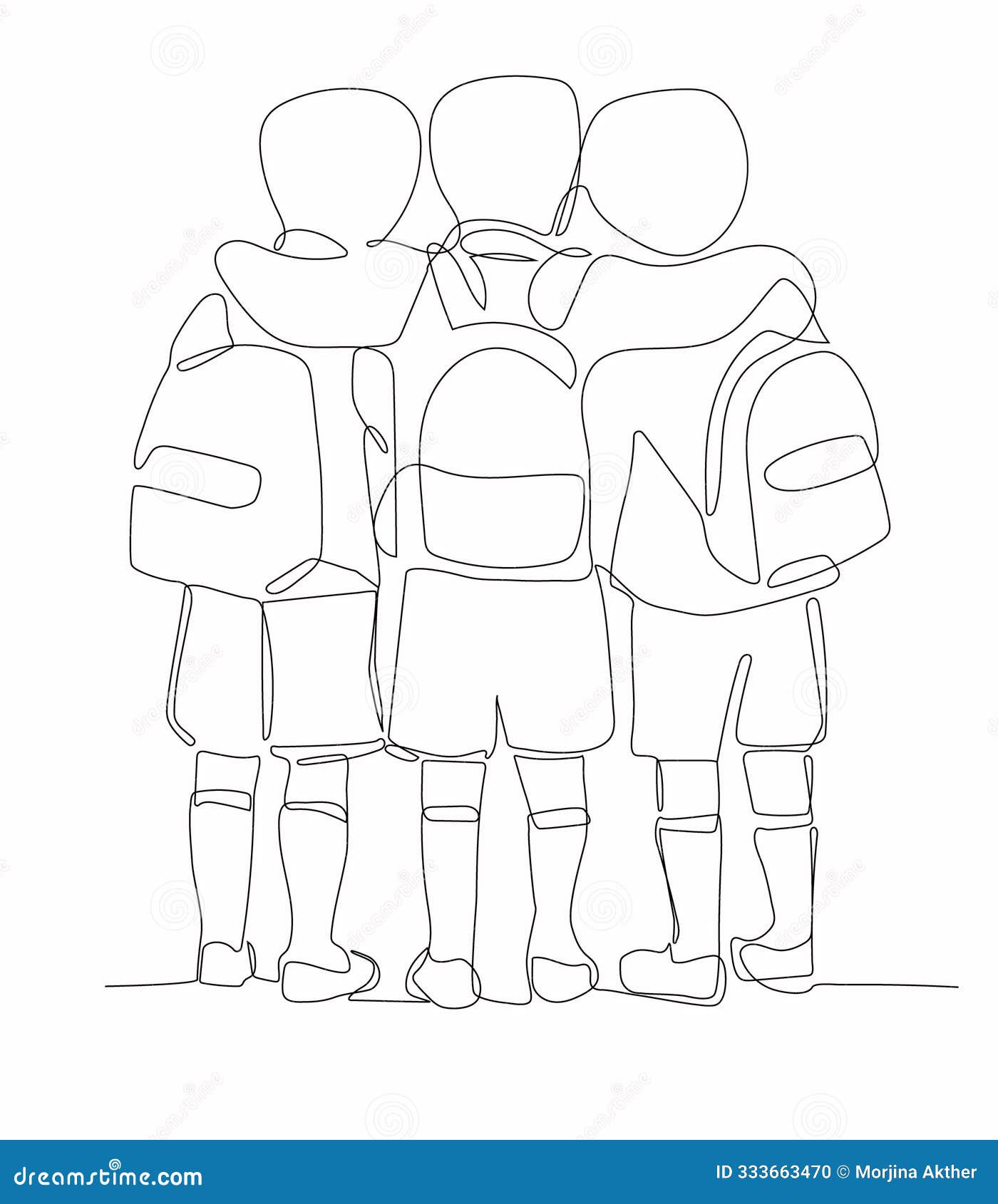 Continuous Line Art of Three Student are Standing, Vector Illustration ...