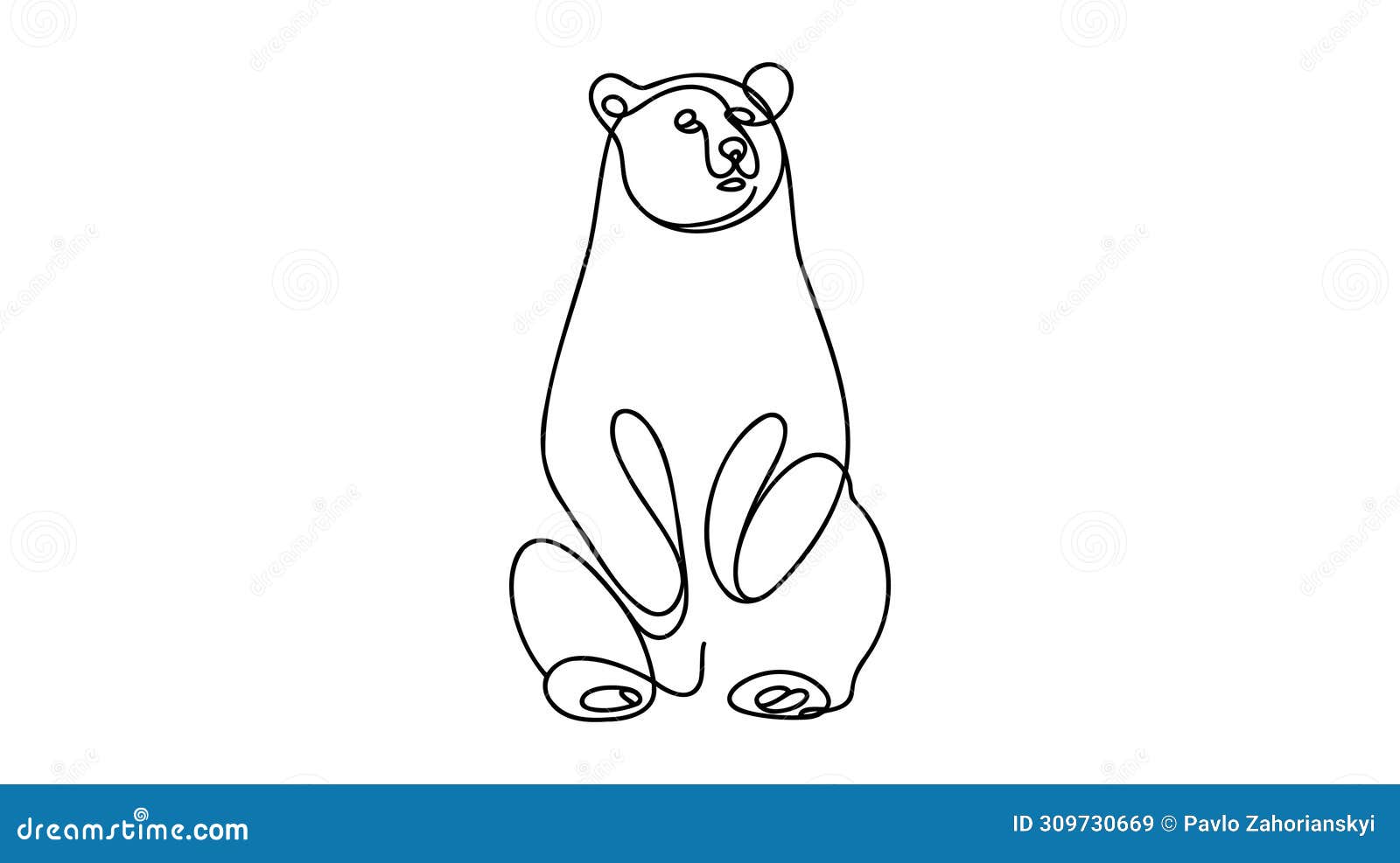 Continuous One Line Bear. Vector Illustration on White Background Stock ...