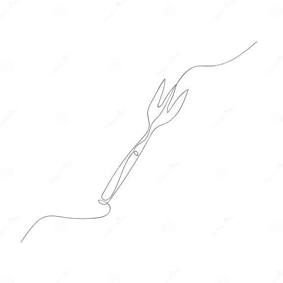 Continuous One Line Big Trident Fork. Vector Illustration. Stock Vector ...