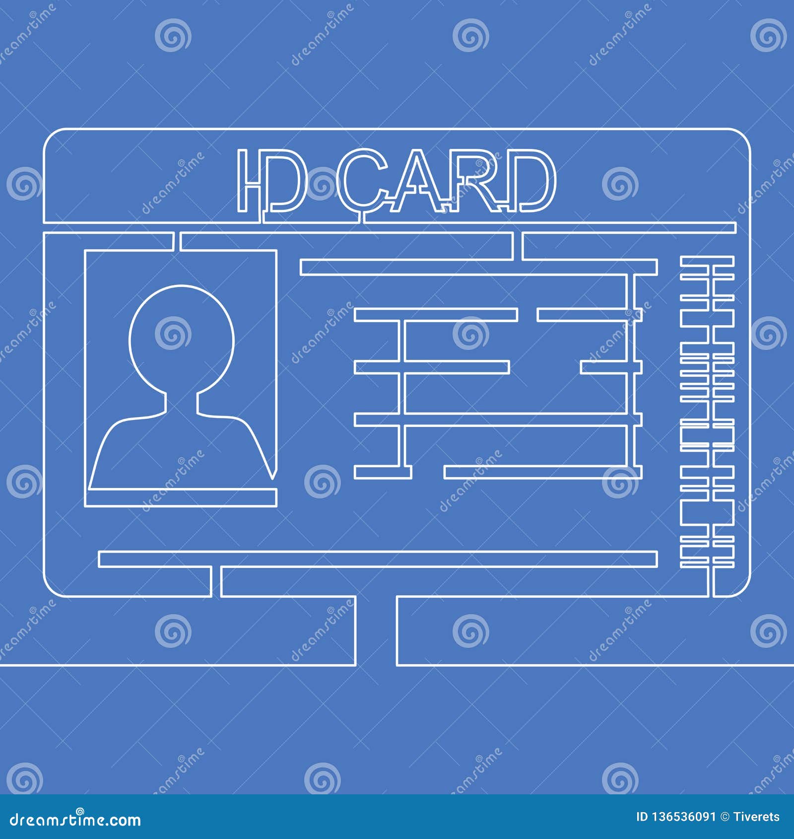 Continuous One Line Blank Id Cards Icon Concept Stock Vector ...