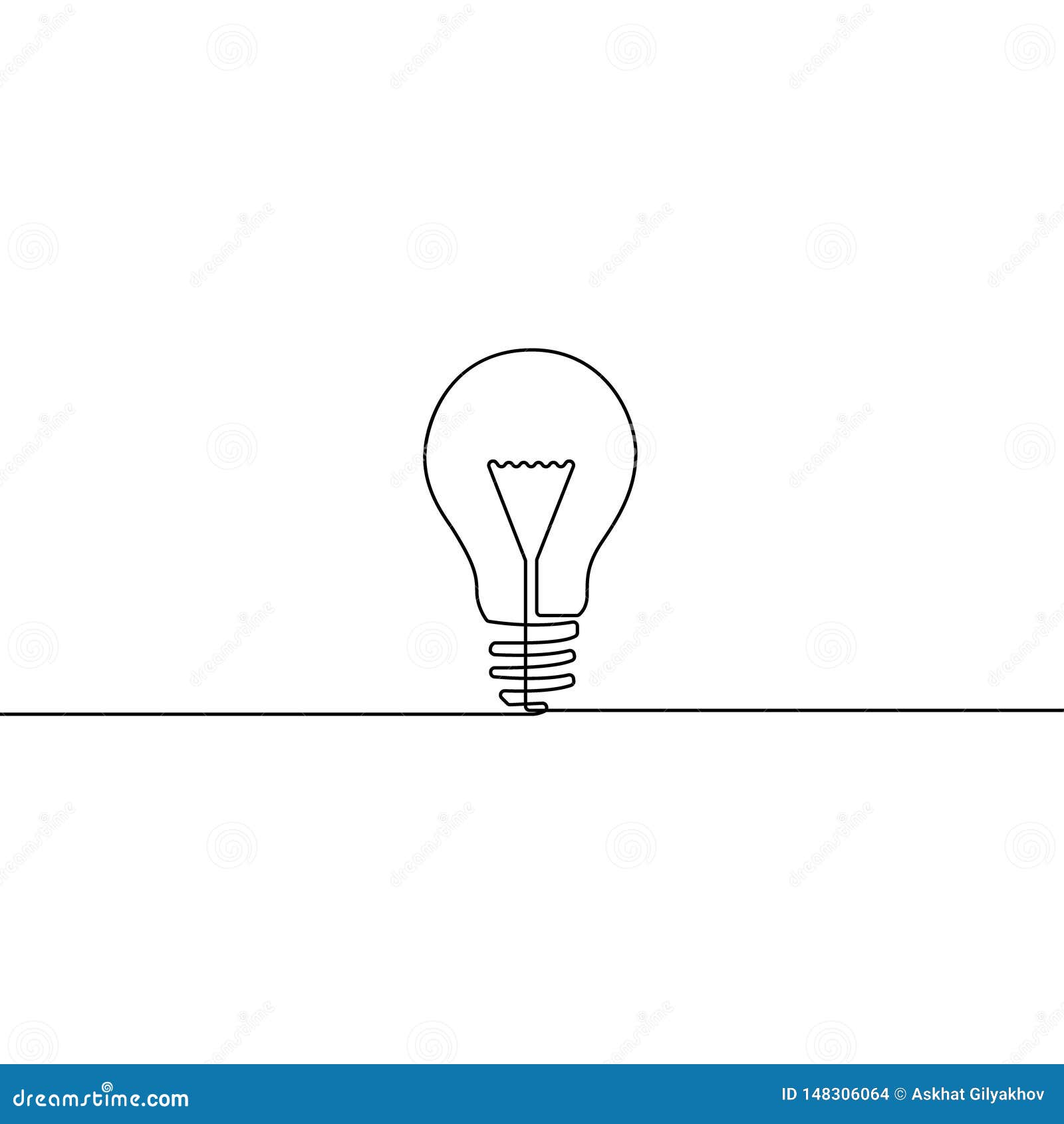 Continuous One Line Bulb - Symbol of Idea Stock Vector - Illustration ...