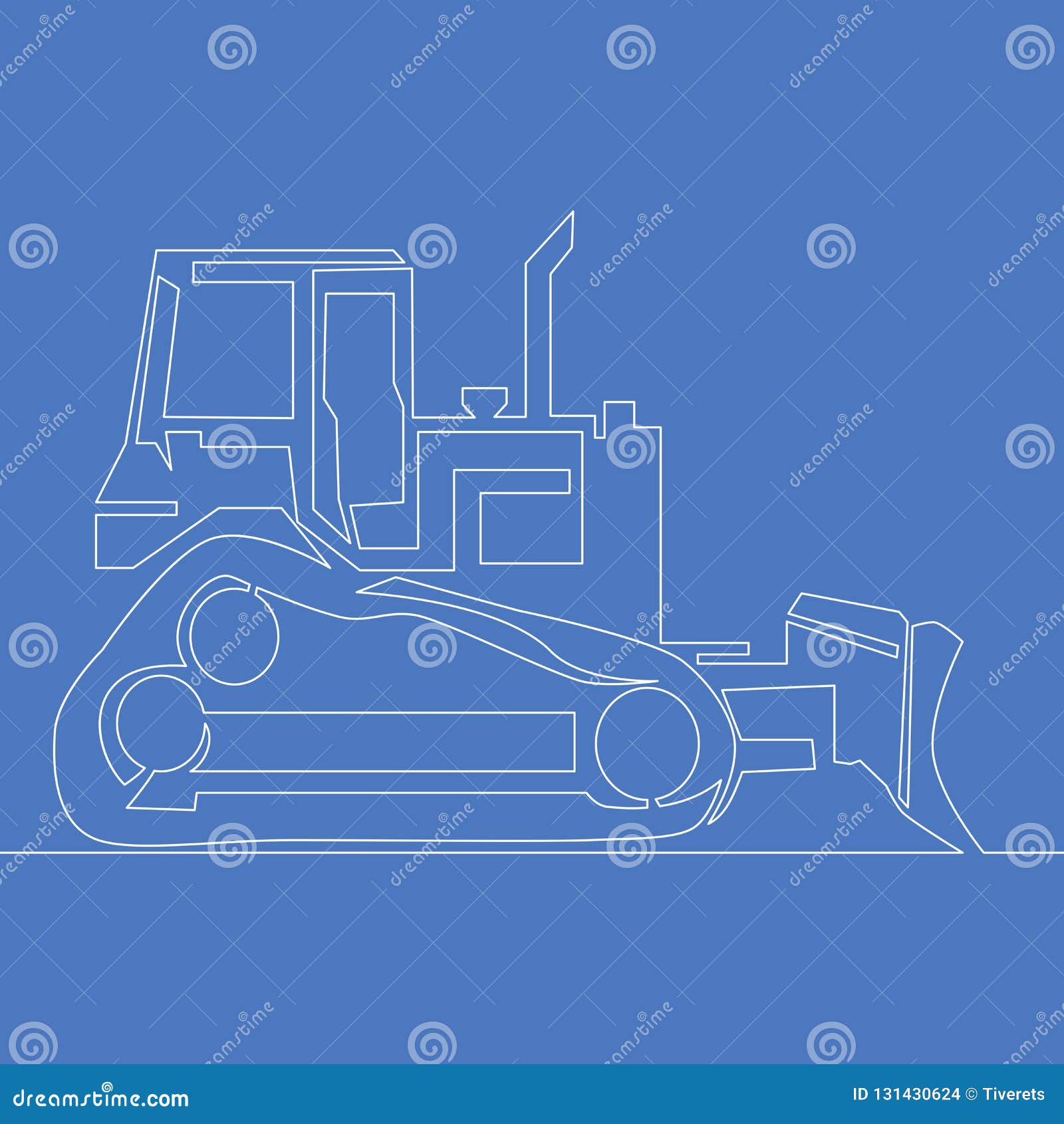 Continuous One Line Bulldozer Construction Machinery Vector Concept ...
