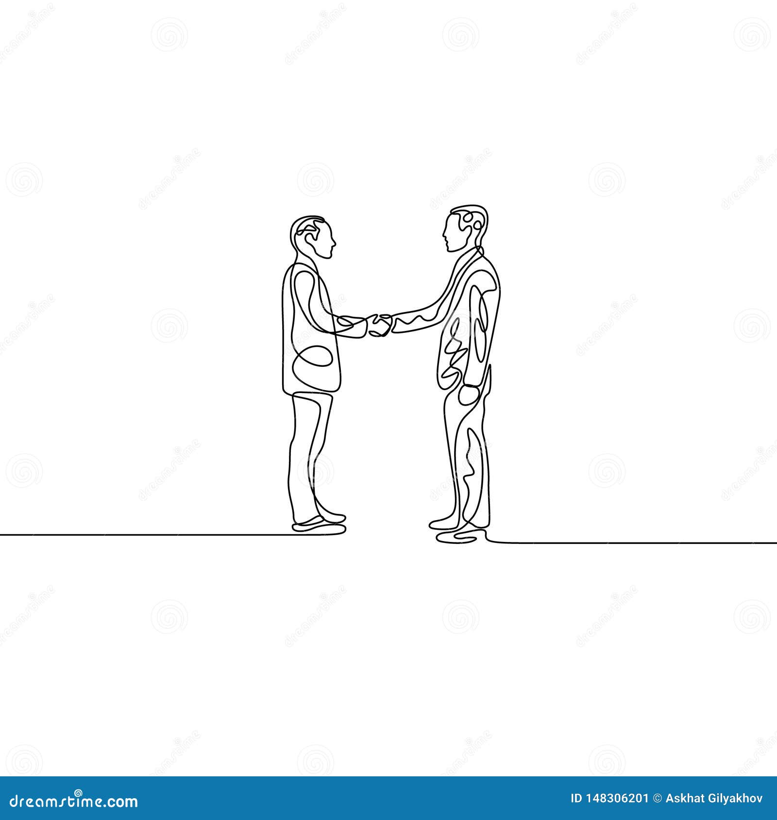 Continuous One Line Businessman Handshake. Vector Illuystration. Stock Vector - Illustration of ...
